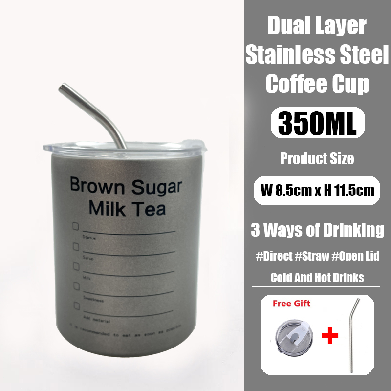 600ML 304 Stainless Steel Double -layer Cooler Coffee Cup Portable Reusable Thermos Water Bottle ...