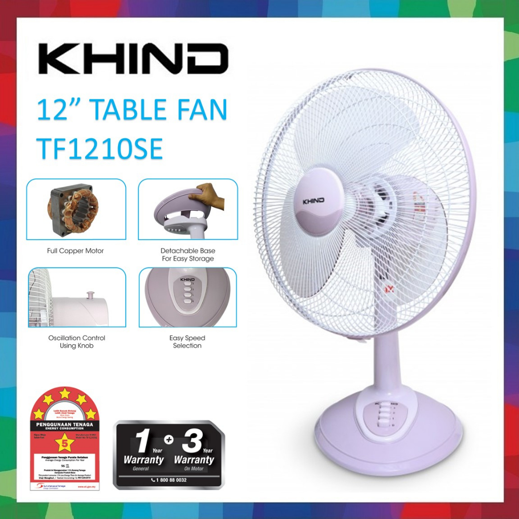 KHIND 12" Table Fan TF1210SE / Kipas Meja / Desk Fans | Shopee Malaysia