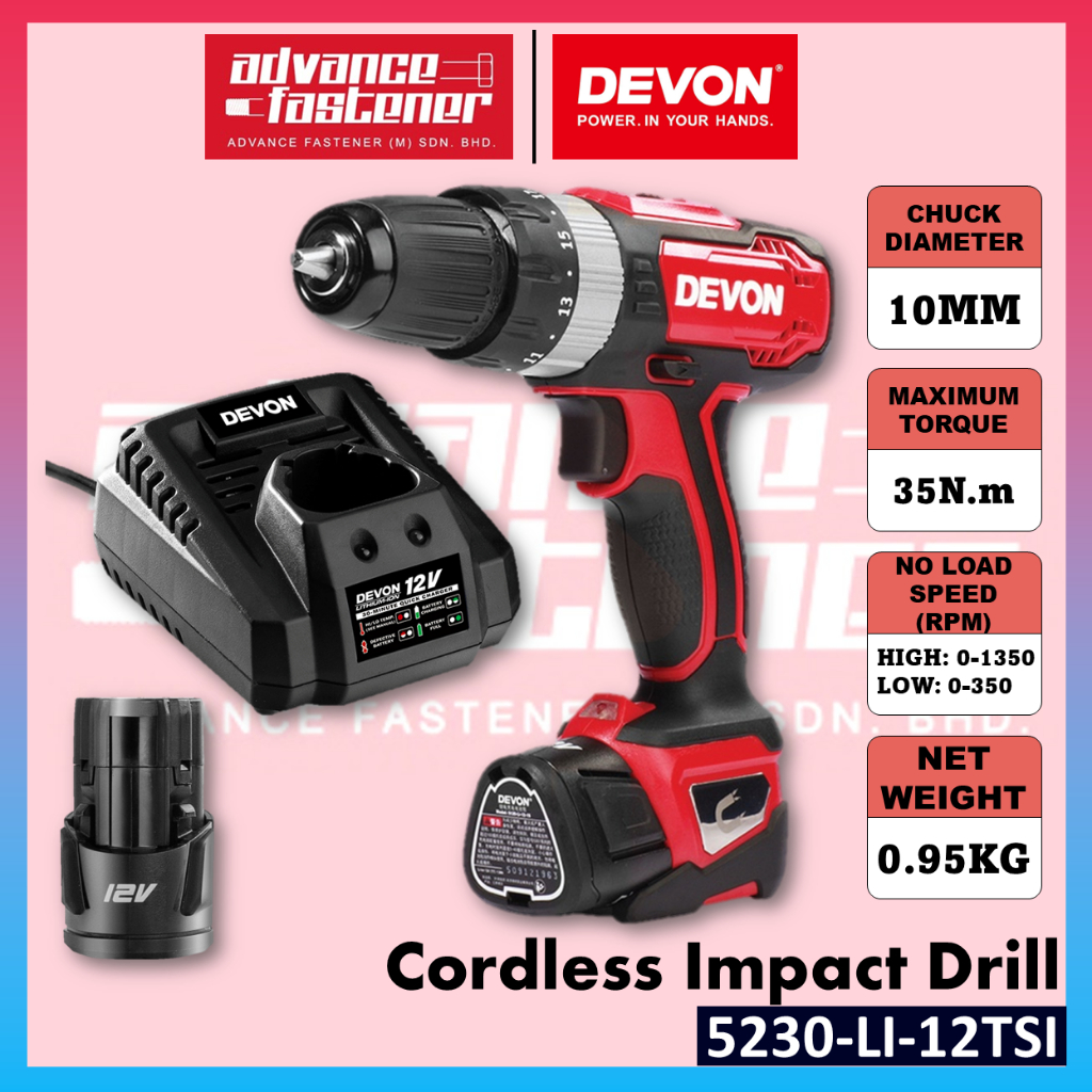 DEVON 5230-LI-12TSI / 5230-LI-12TSIZ 12V Cordless Impact Drill | Shopee ...