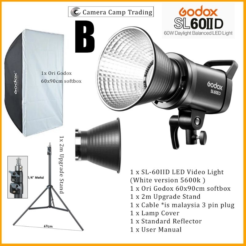 Package for Godox SL60IID LED Video Light with SB-BW 60x90cm Softbox ...