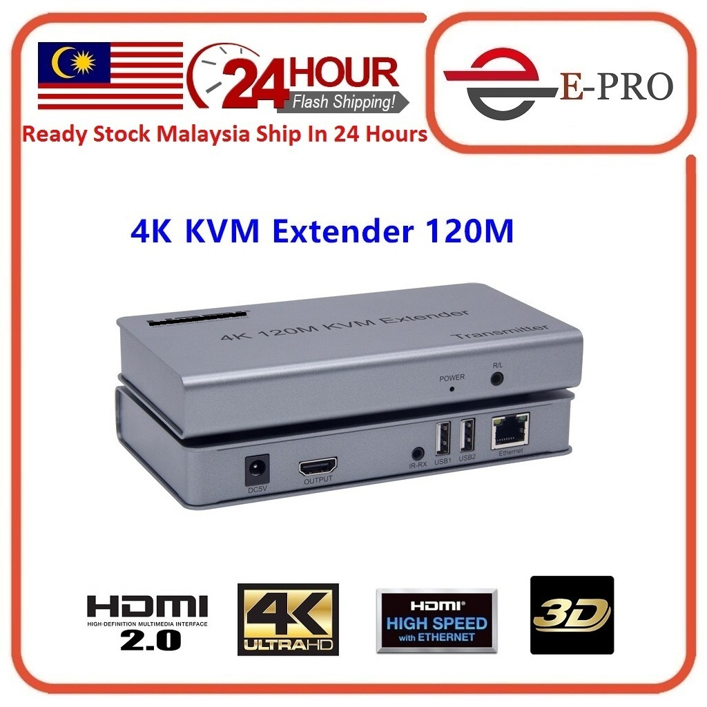 4K HD-MI KVM Extender USB mouse/keyboard Extension 120M byCat/RJ45/LAN ...