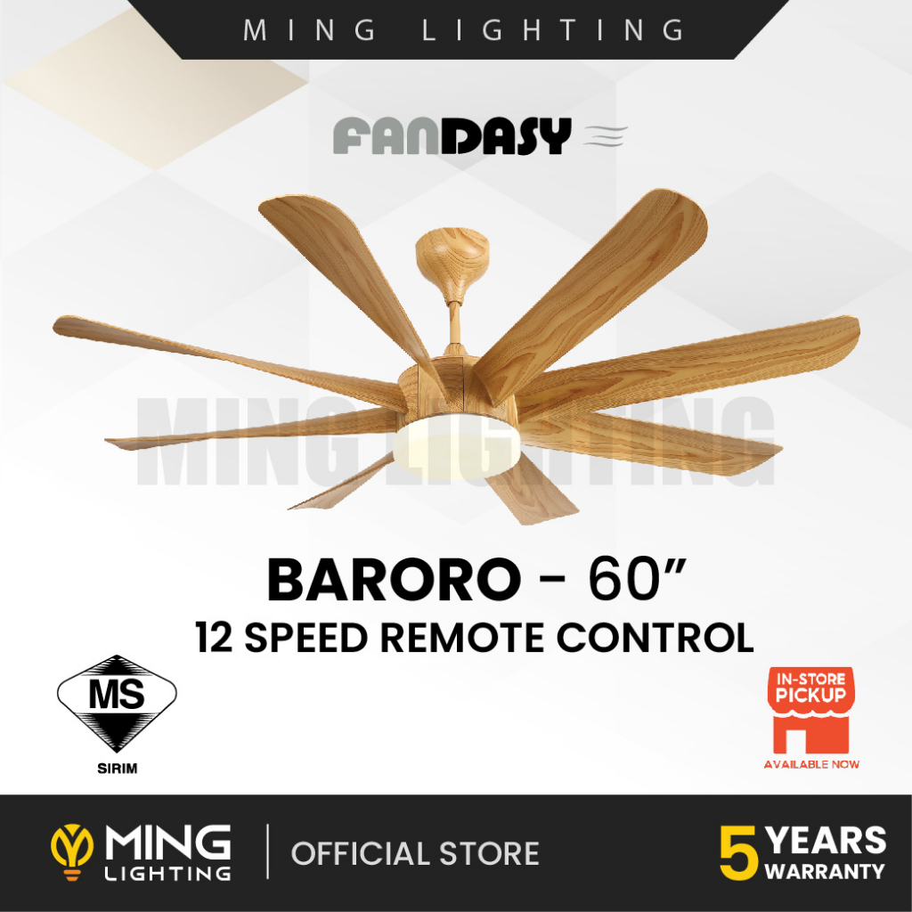 (Sirim) FANDASY Baroro Series 60" LED Ceiling Fan 5 ABS Blades Fans ...