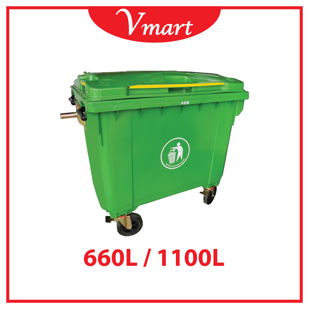 [MGB 660L / MGB 1100L] Green Mobile Garbage Bin 4 Wheel / 660L Bin ...