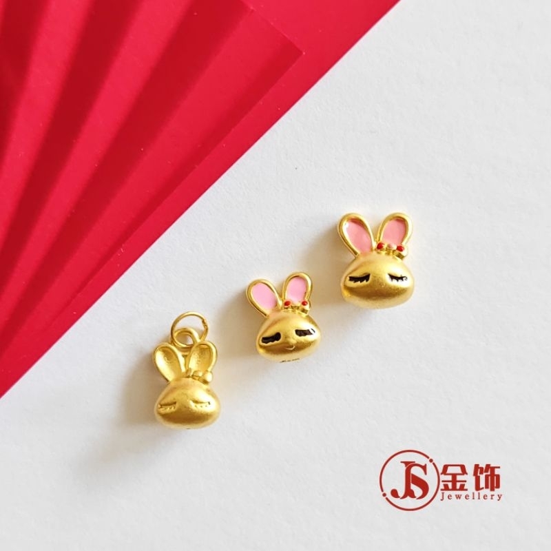 JS Jewellery 999 Gold Rabbit DIY Bead Charm 999足金烤漆羞羞兔通手串 Emas | Shopee ...