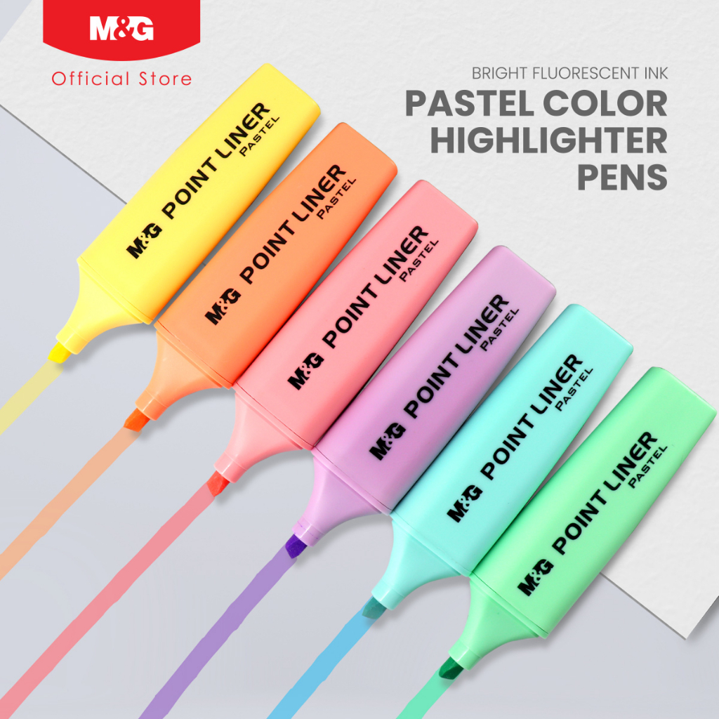M&G Point Liner Pastel Colour Highlighter - Quick Dry, Chisel Tip, 6 ...