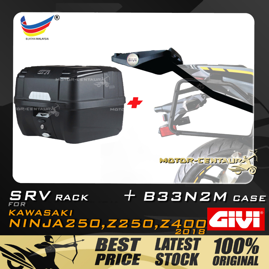 SET KOMBO KOTAK/BOX GIVI B270/B32/B33/B45 TOP CASE + GIVI MODENAS KAWASAKI NINJA250,Z250,Z400 ...