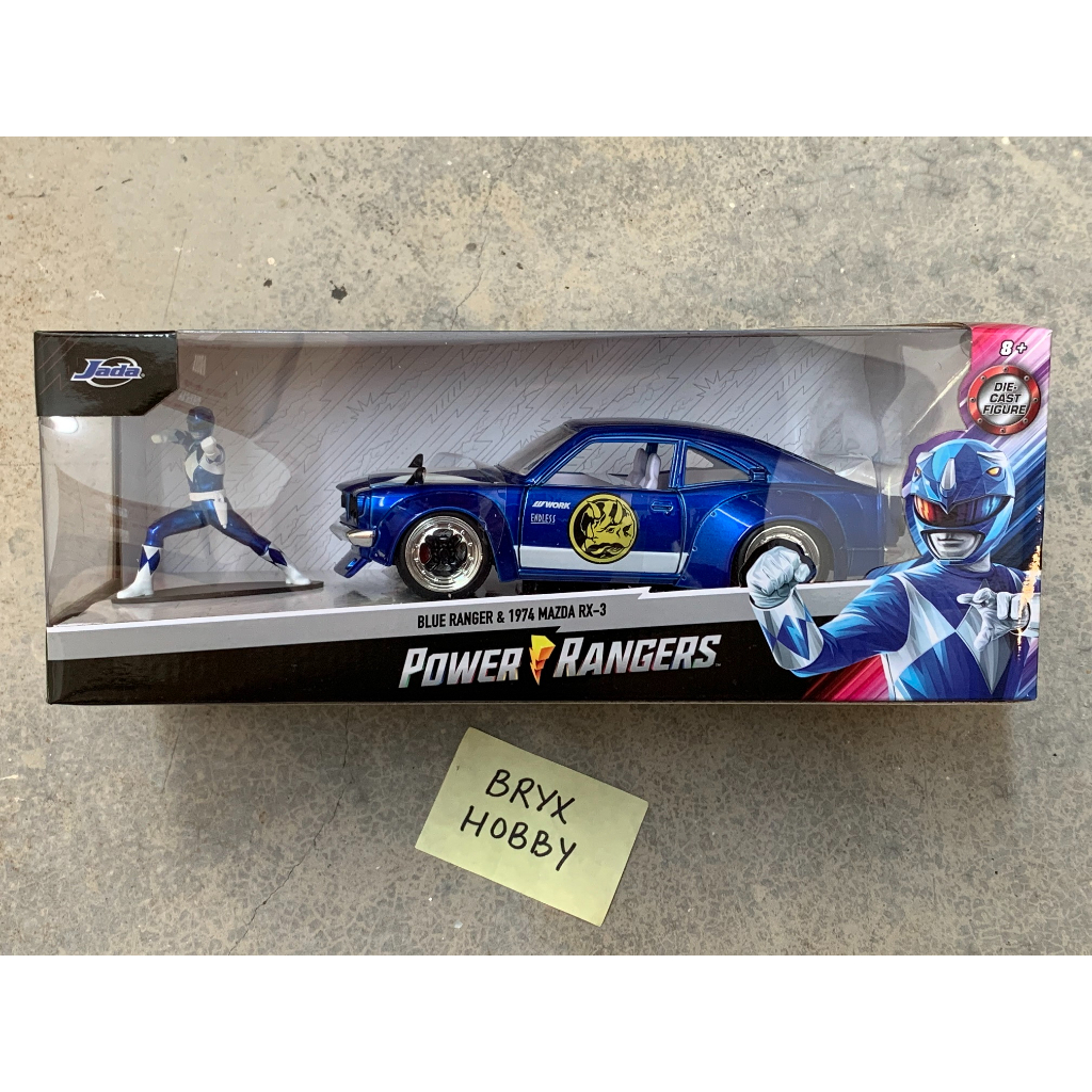 Jada Toys Metals Hollywood Rides Power Rangers Blue Ranger & 1974 Mazda ...