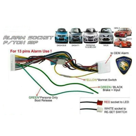 PROTON SAGA/WAJA/BLM 13 PIN ALARM PLUG AND PLAY SOCKET CONNECTOR ...