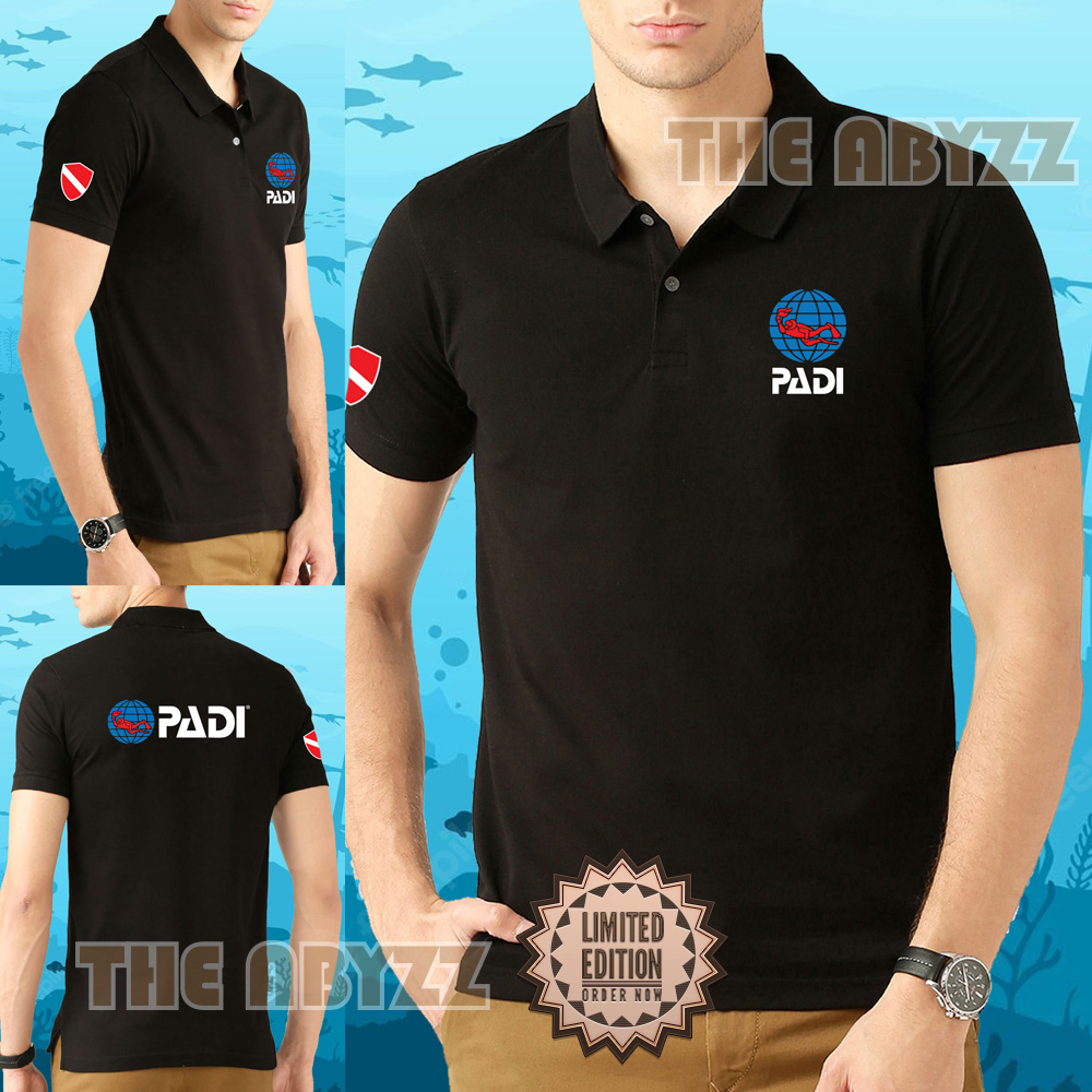 PADI Polo Collar Scuba Diving T-Shirt lelaki baju Regulator Divers ...