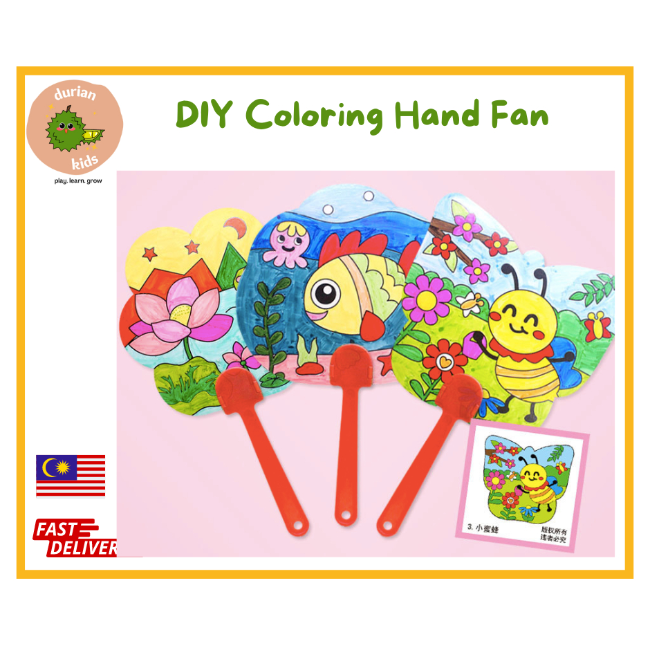 DIY Craft Kids coloring Hand Fan/ Kindergarten Craft/ Kipas warna/ Art ...