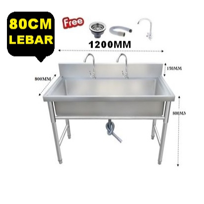 SINKI PANJANG LEBAR STAINLESS STEELBESI TEBAL 不锈钢水槽商用洗盘/BASIN BASUH ...