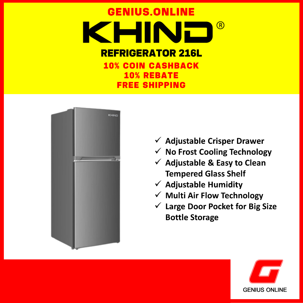 KHIND/Midea 2 Door/1 Door Refrigerator - Black RF165/RF200/MDRD229FGD28 ...
