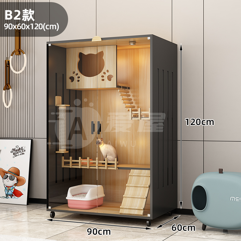 Cat Villa Solid Wood Cat Cage Cat House Home Cat Nest Display Cabinet