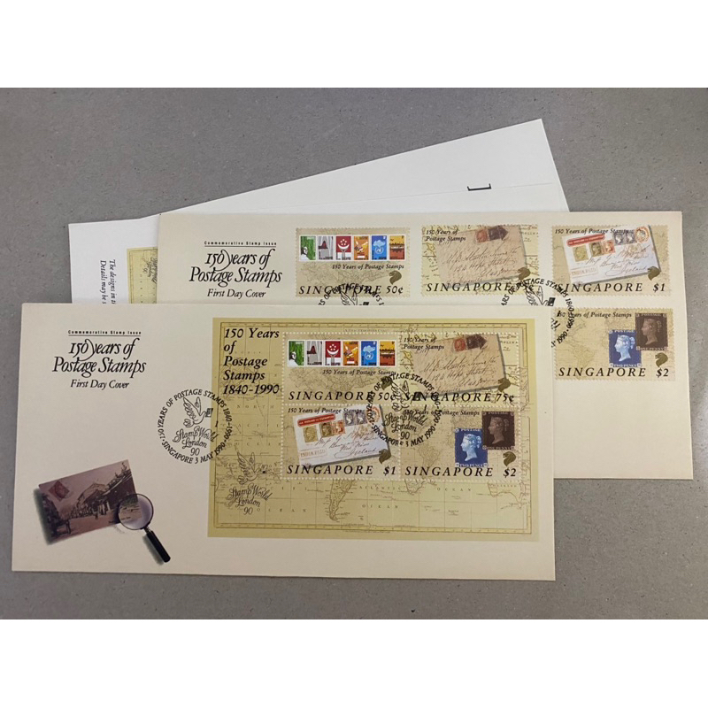 {JK} Singapore 1990 - 150 Years Of Postage Stamps + MS FDC (Below Face ...