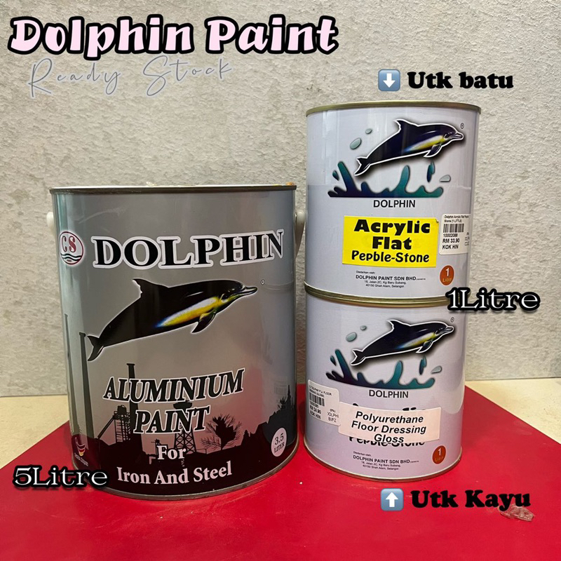 DOLPHIN PAINT Acrylic Clear / Flat Pepble-Stone 1 Litre / 5 Litre utk ...