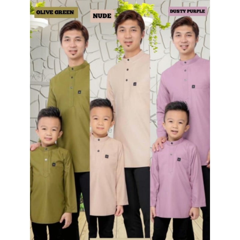 OLIVE GREEN- NUDE- DUSTY PURPLE -KURTA SLIM FIT SEDONDON AYAH DAN ANAK ...