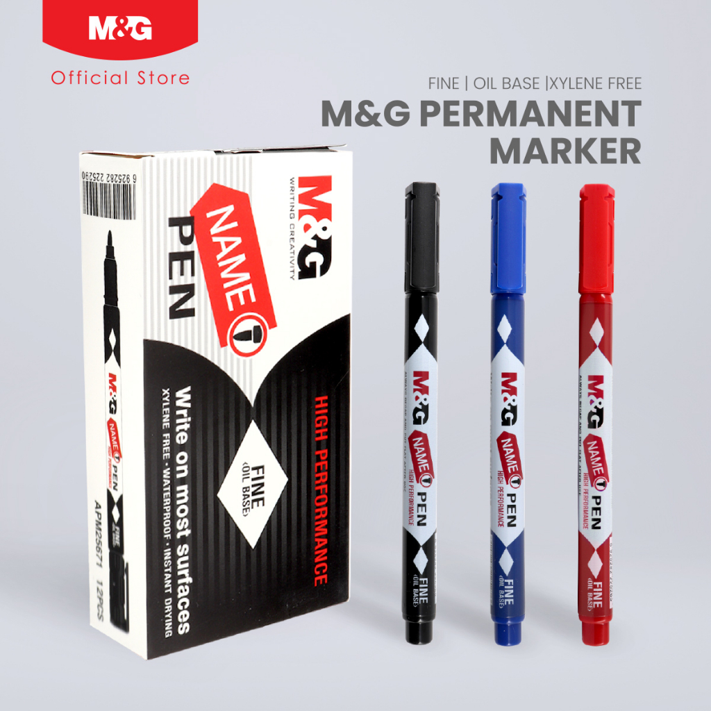 Pen Marker Nama Mini M&G – Kalis Air | 3 Warna | Ujung Halus | Tulisan ...