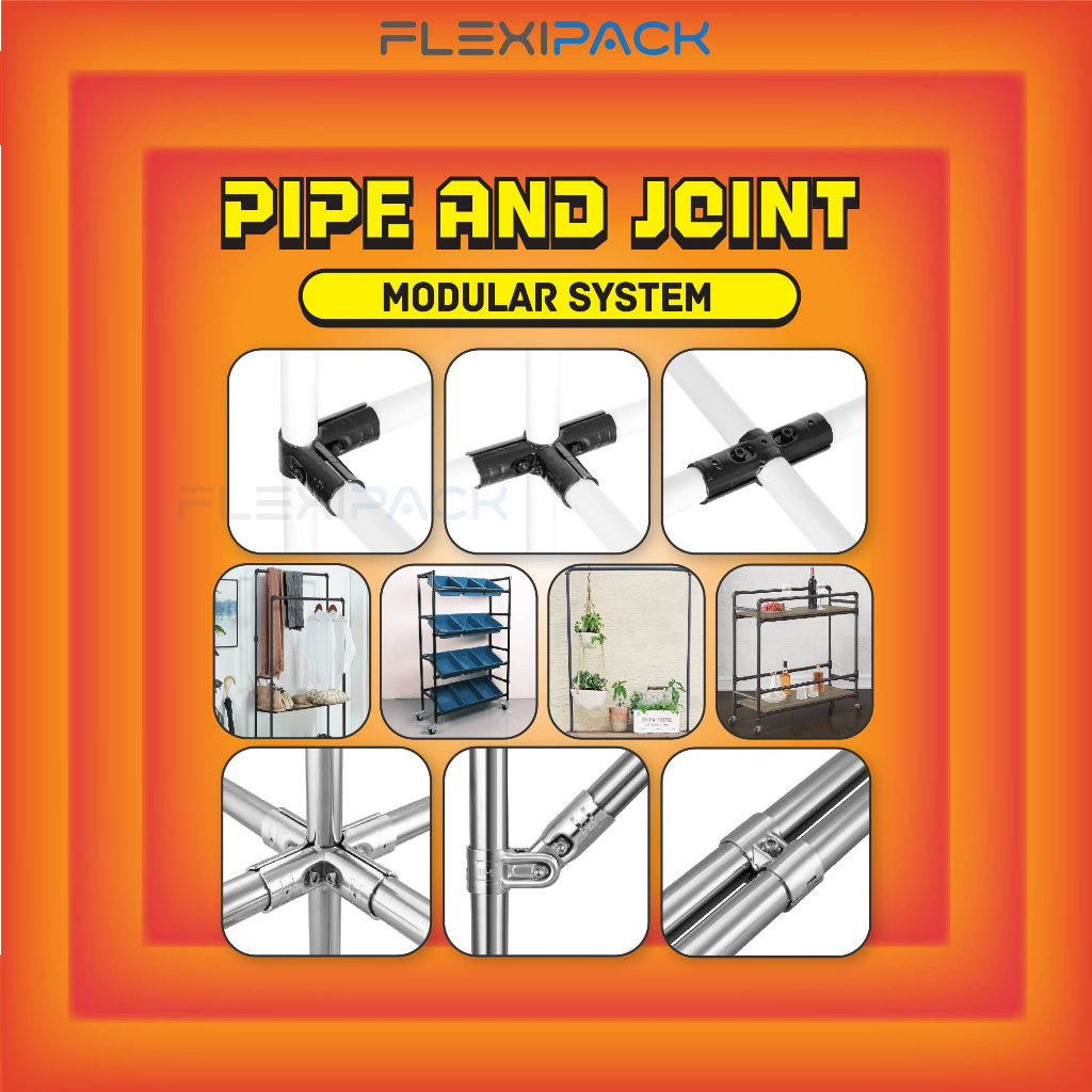 [28MM] Black Nickel Metal Pipe Connector DIY Storage Rack Zinc ...