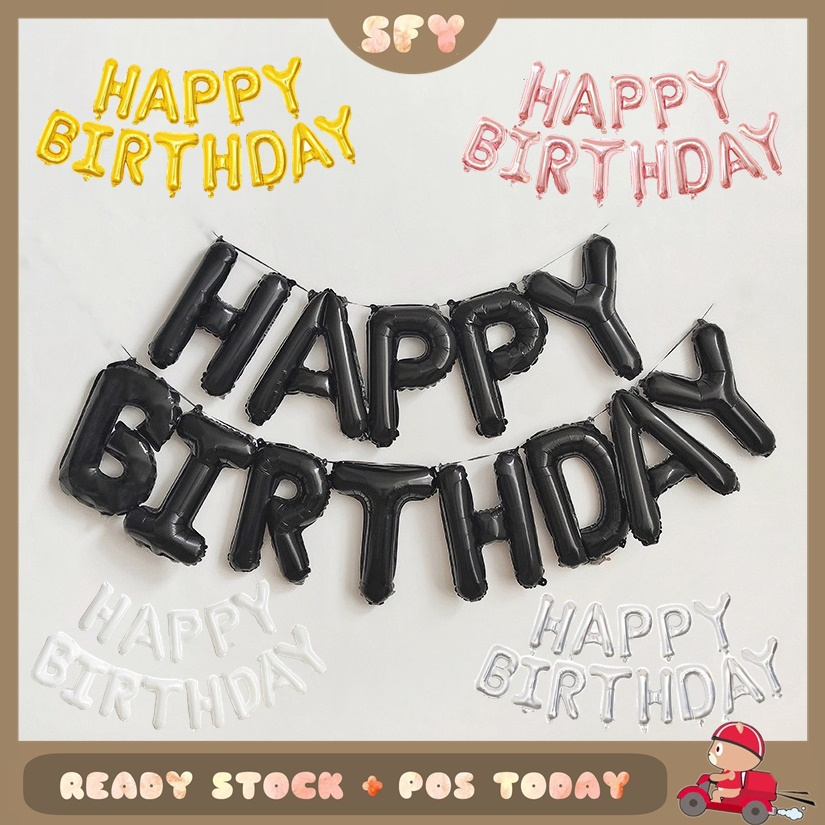 Happy Birthday Banner Set HB Aluminium Foil Balloon Letter A to Z ...