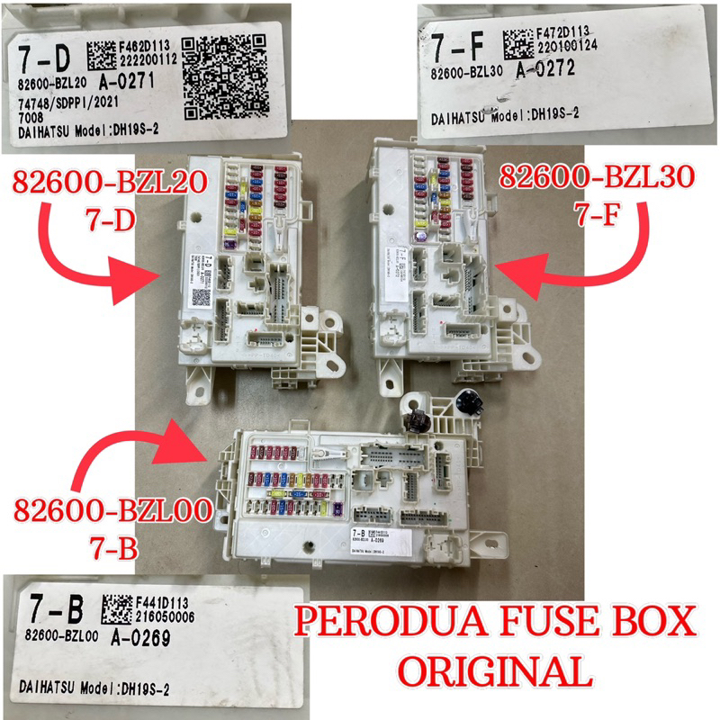 PERODUA NEW MYVI 2022 FUSE BOX WITH FUSE 82600-BZL00[7-B] /82600-BZL20 ...