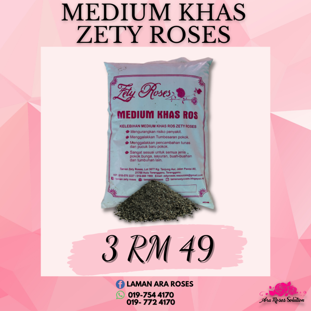 3 Bag Medium Khas Ros Zety Roses ( 9 KG ) ( Tanah Ros ) (Suitable for ...