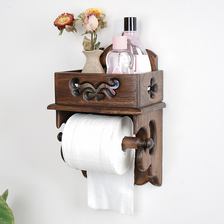Thailand solid wood towel paper towel holder retro toilet paper roll ...