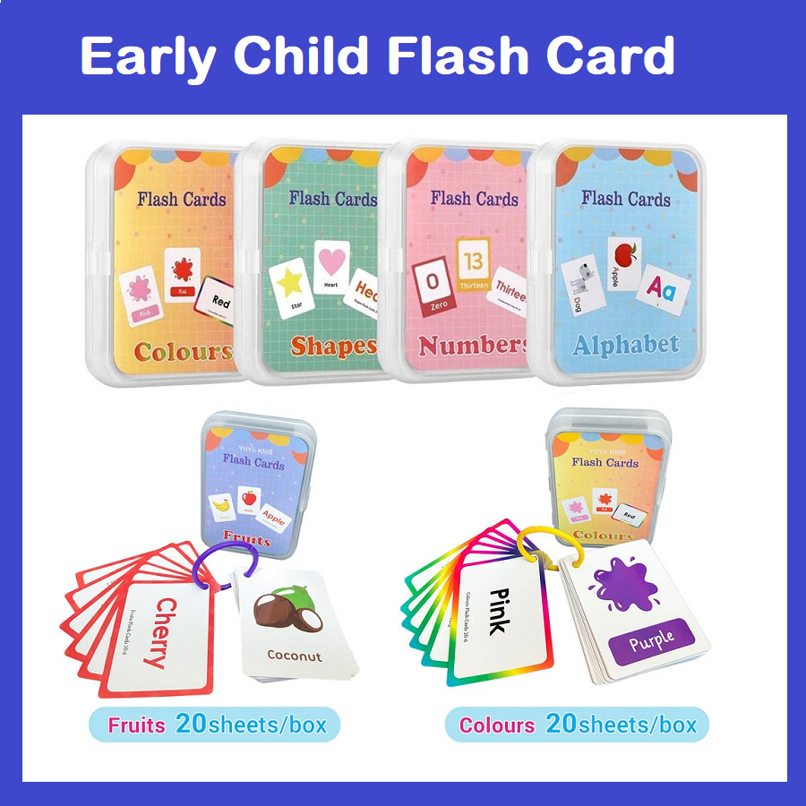 Flash Card Preschool Learning Cards with ABC Number Fruits Body Parts ...