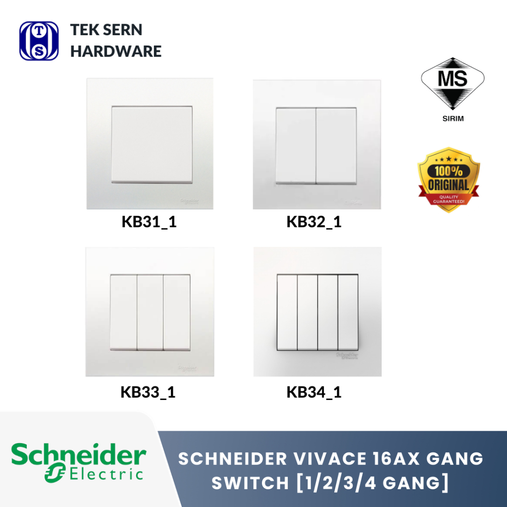 100% ORIGINAL *SIRIM APPROVED* SCHNEIDER ELECTRIC Vivace 16AX 250V 1/2 ...