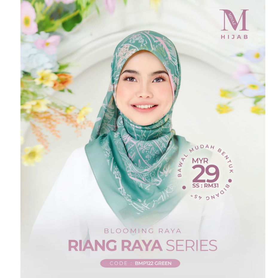 MINAZ HIJAB: BLOOMING RAYA 2023 RIANG RIA SERIES (BMP22 GREEN) | Shopee ...