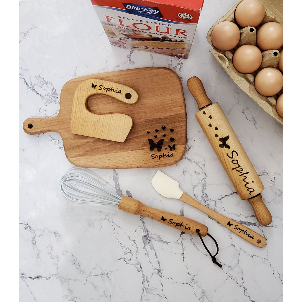 Myhbuns Butterfly Personalized Wooden Kids Baking Toy Set | Shopee Malaysia