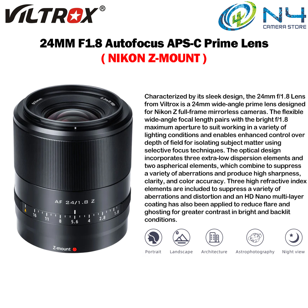 Viltrox AF 24mm F1.8 Z Full-frame Wide Angle Lens for Nikon Z-mount ...