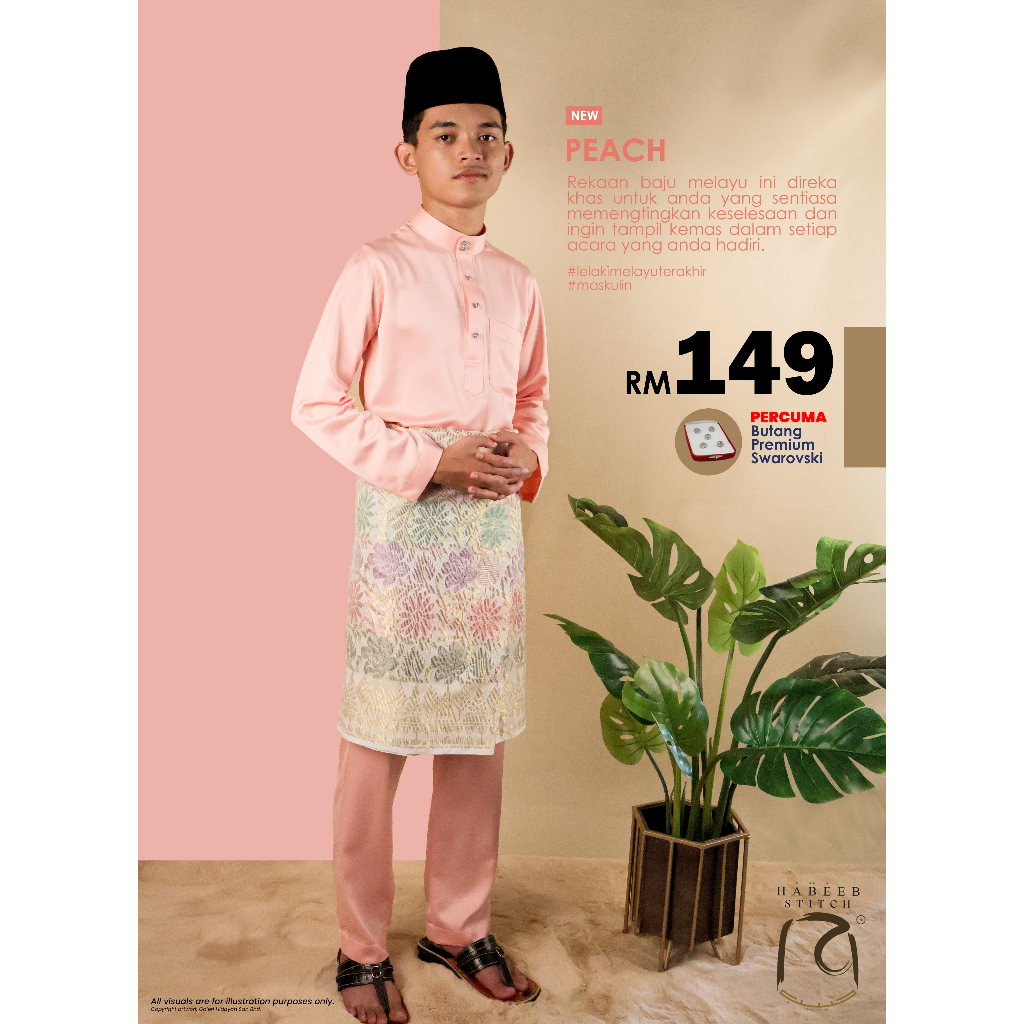 BAJU MELAYU PEACH : HABEEB STITCH 2023 | Shopee Malaysia