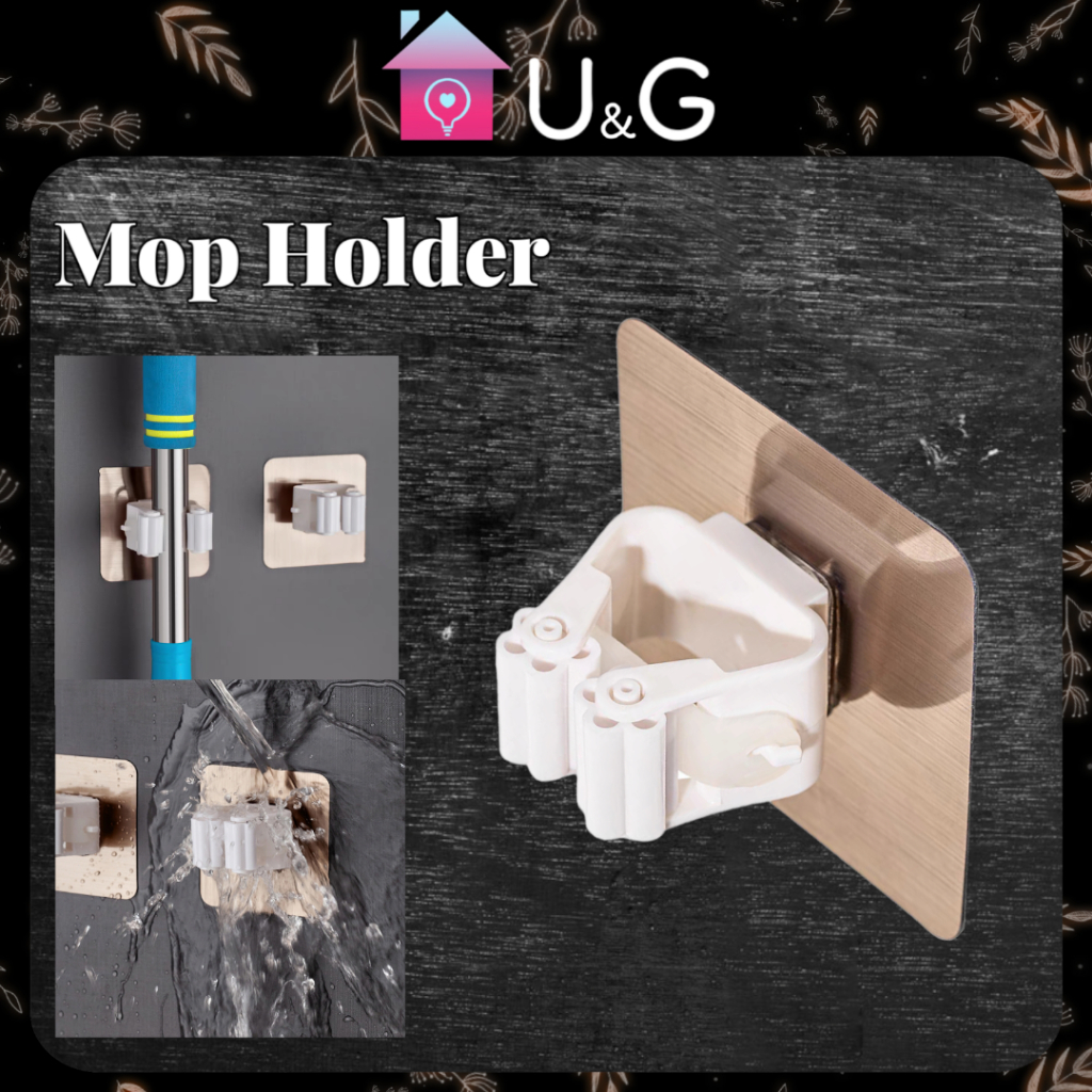UG Moop Hook Mop Holder 8x8 Silver Bath Room Seamless Adhesive Wall ...