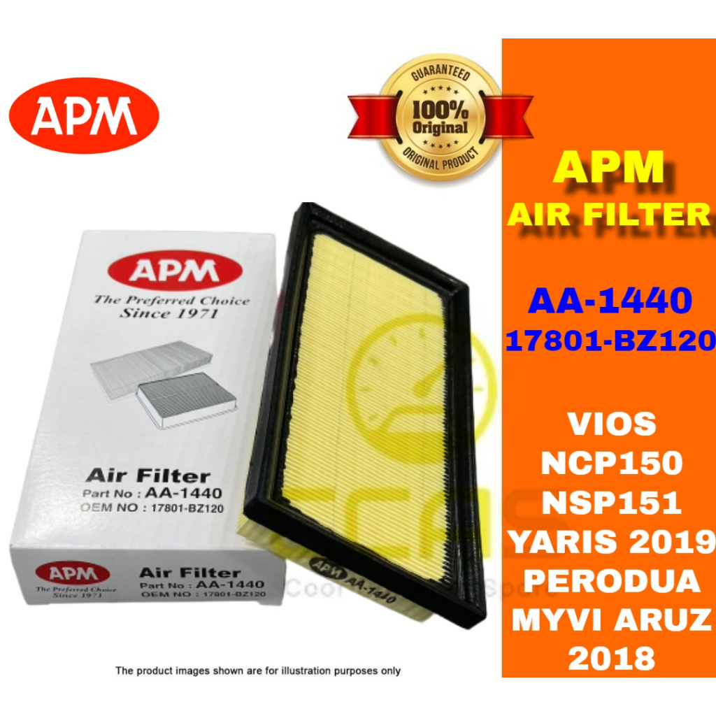 100% original APM Air Filter toyota vios NCP150 yaris 2019 Perodua aruz ...