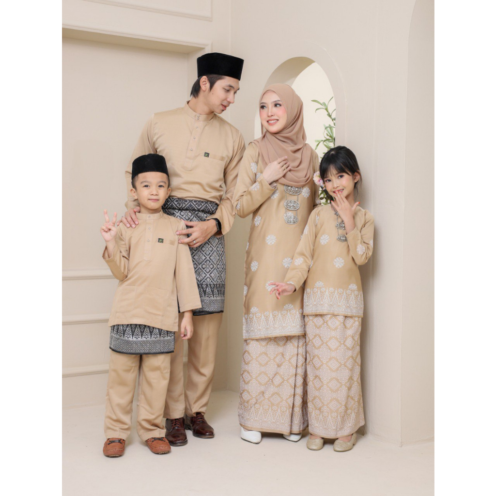 BAJU RAYA MODEN SET FAMILY SONGKET TABUR (MOCHA) | Shopee Malaysia
