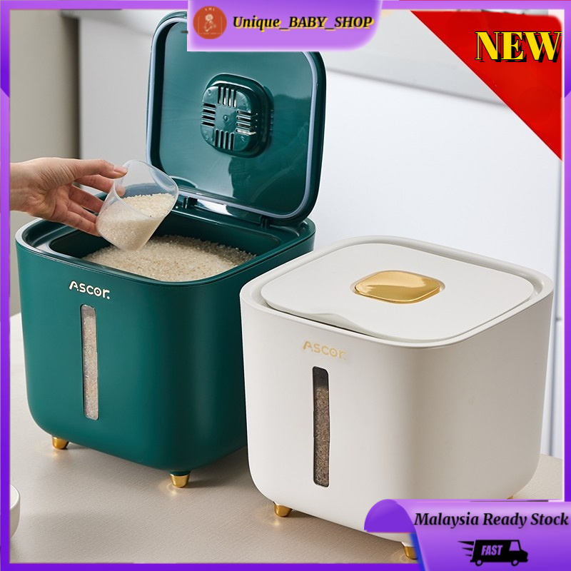 3 DAYS OFFER 5/10 KG Kitchen Rice Storage Box Grains Bucket Moisture ...