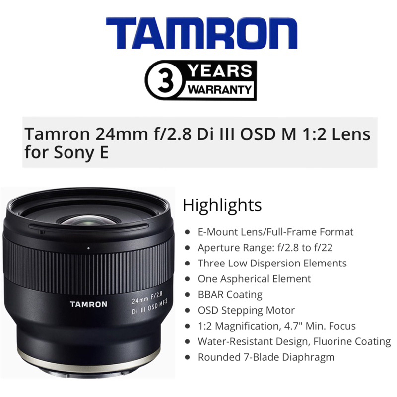 Tamron 24mm F/2.8 Di III OSD M 1:2 Lens for Sony E-Mount (3 Years ...