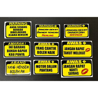 AWAS/AMARAN/WARNING Motor Sticker/Sticker Kereta Sticker Die Cut ...