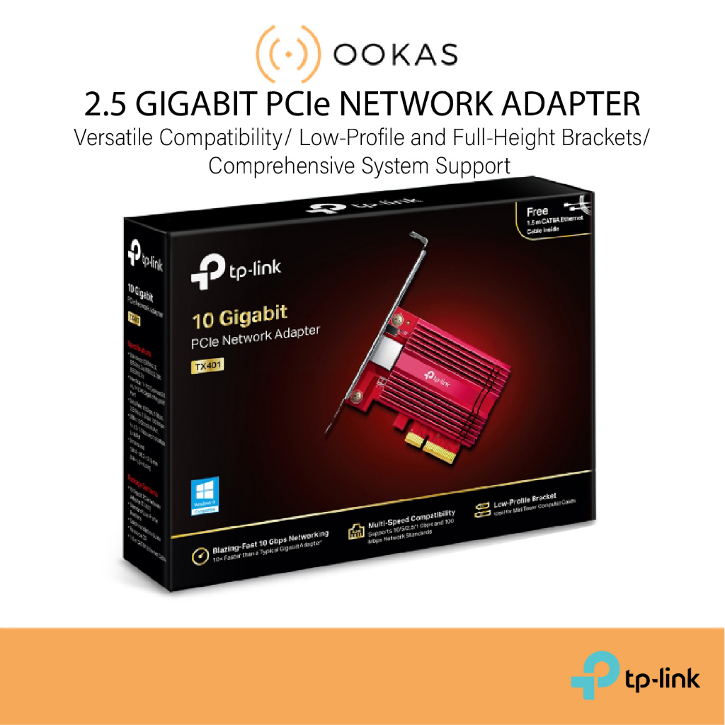 TP-Link TX401 10 Gigabit PCI Express Network Adapter LAN Card 10G Internet Access/NAS Connection ...