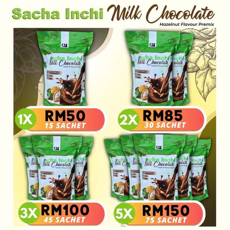 COKLAT SUSU SACHA INCHI MILK CHOCOLATE ORIGINAL HQ | Shopee Malaysia