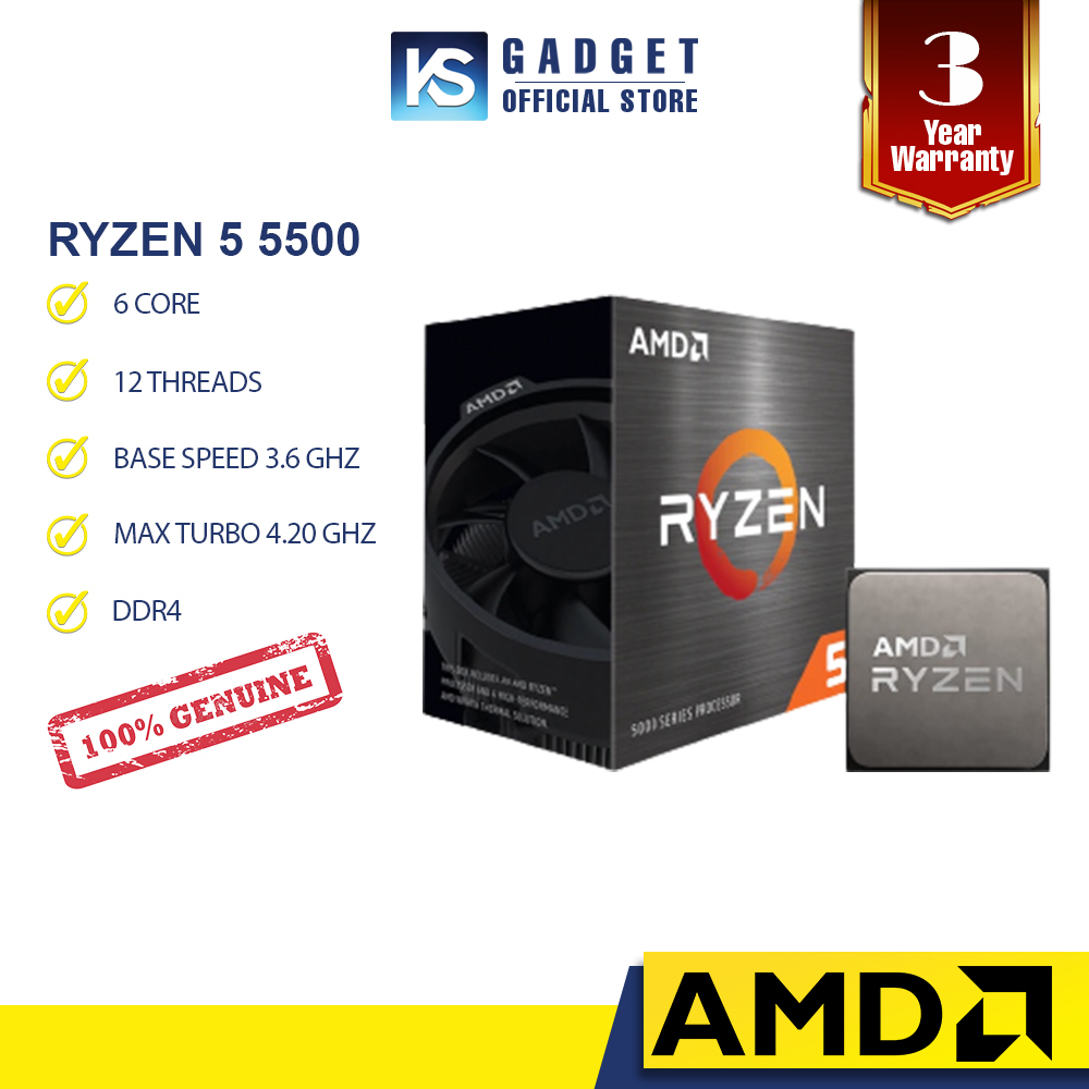 AMD Ryzen 5 5500 Processor / Combo Bundle B550M B450M Motherboard - 6 ...