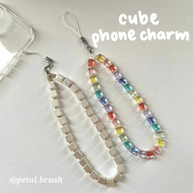 petal brush cube phone charm handmade pearl phone strap as gift ...