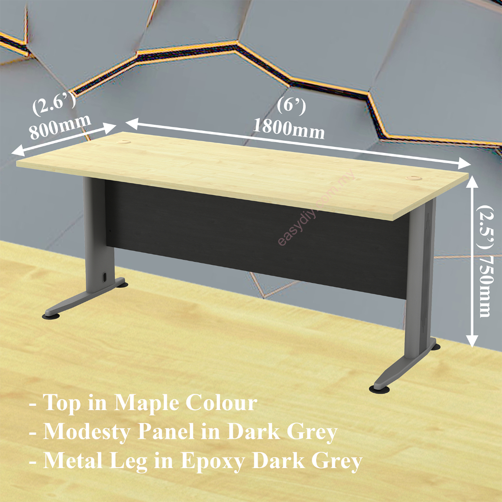 Standard Writing Table / Metal Leg Office Table / Meja Tulis Kaki Besi ...