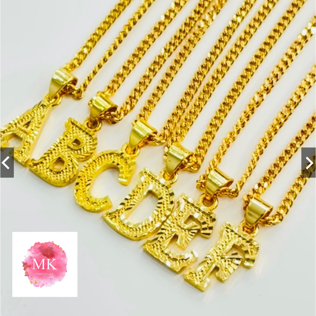 Rantai Budak & Dewasa 40cm/50cm + Loket Huruf Emas Korea | Shopee Malaysia