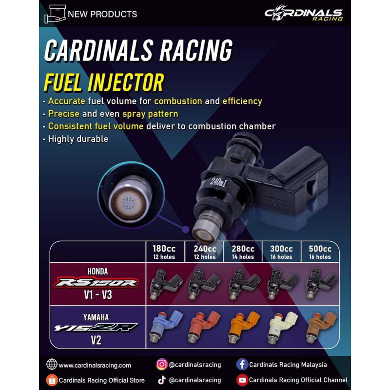 Cardinals Racing Fuel Injector Yamaha/Honda 180cc-500cc | Shopee Malaysia
