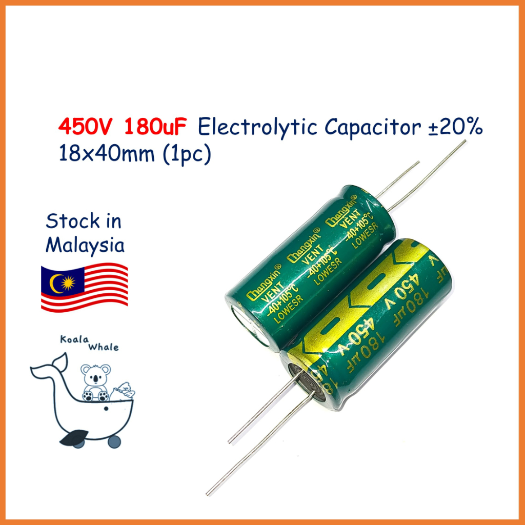 450V 180uF Electrolytic Capacitor Kapasitor 18x40mm 450V180UF Elco (1pc ...