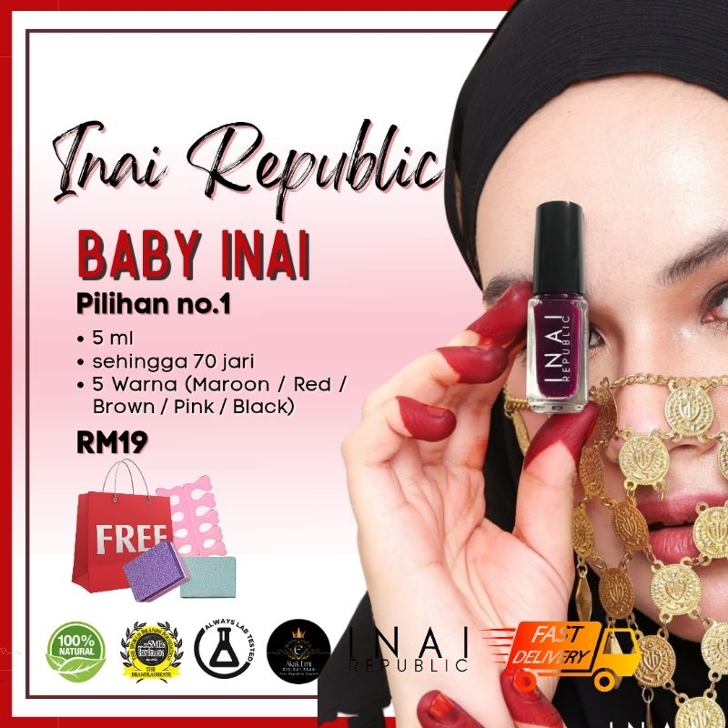 INAI REPUBLIC HQ Original Baby Inai Kuku Sah Solat Mesra Wuduk/Pewarna ...