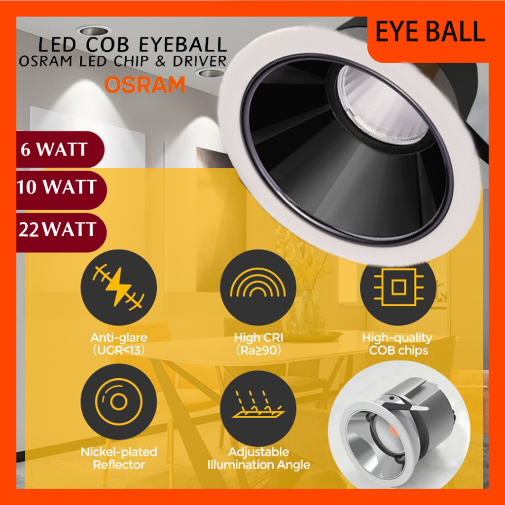(SIRIM) OSRAM LEDVANCE LED COB Eyeball 6W 10W 20W OSRAM LED Chip and ...