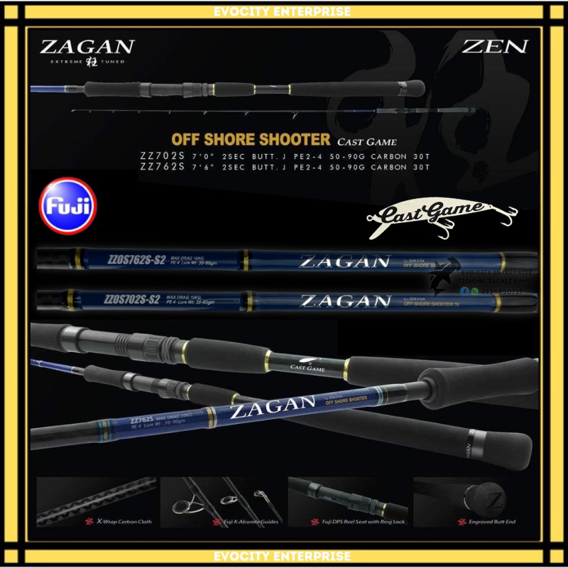 2023 Zen Zagan Off Shore Shooter Cast Game Fishing Rod | PE 2-4 | 2sec ...