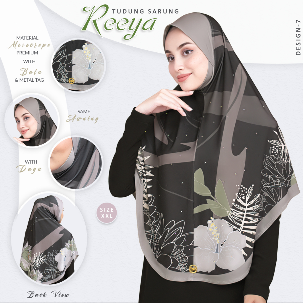 Hot Arrival> Reeya Tudung Sarung Mosecrepe Printed XXL size with Batu ...
